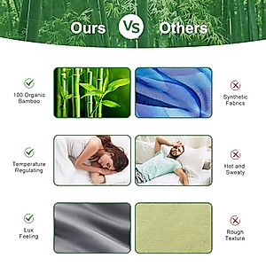 CozyLux Grey Pillow Cases King Size Set of 2, Rayon Derived from Bamboo Cooling Pillowcase with Envelope Closure, Gray Soft Silky Breathable Pillow Covers for Hot Sleepers & Night Sweat, 20x40 inches