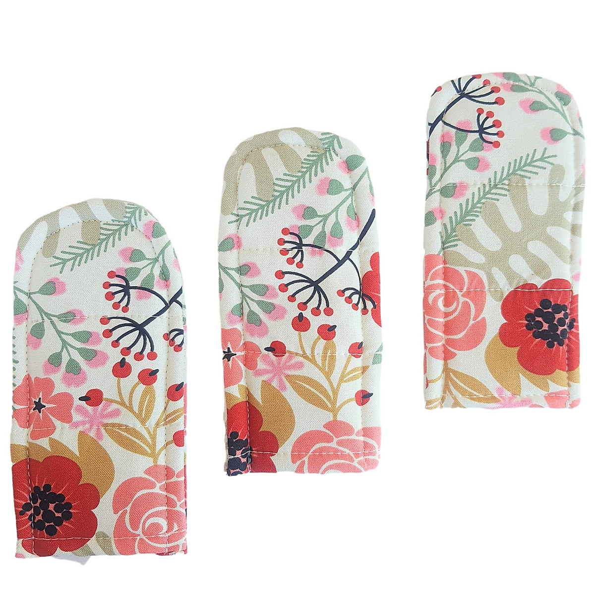 CUSHYSTORE 3X Pan Handle Holder Cover Canvas Holders Heat Resistant Anti-Scalding Protector (Sweet Exotic Flower)
