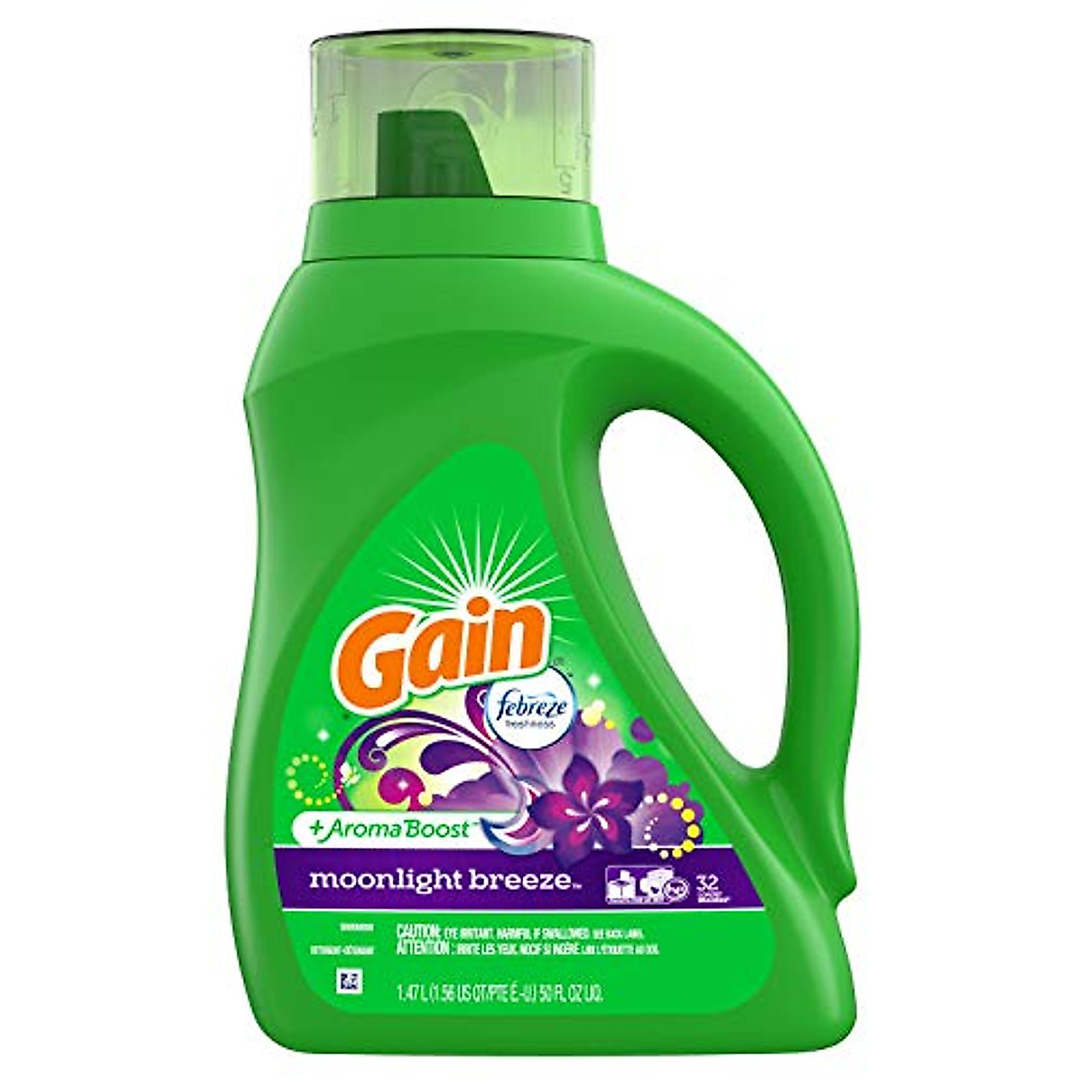 Gain + Aroma Boost Liquid Laundry Detergent with Febreze Freshness, Moonlight Breeze, 32 Loads 50 fl oz