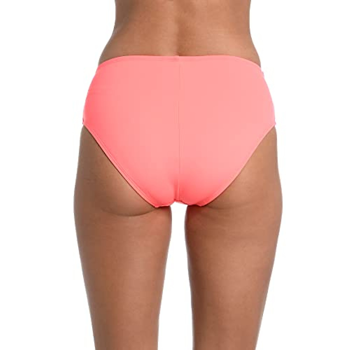 La Blanca Women's Island Goddess Banded Mid Waist Pant Bikini Swimsuit Bottom, Hot Coral, 10