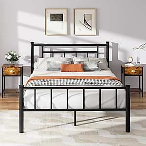 Shintenchi Full Size Bed Frame with Headboard and Footboard, Full Metal Bed Frame Mattress Foundation with Under Bed Storage, Steel Slats, No Box Spring Needed, Noise Free