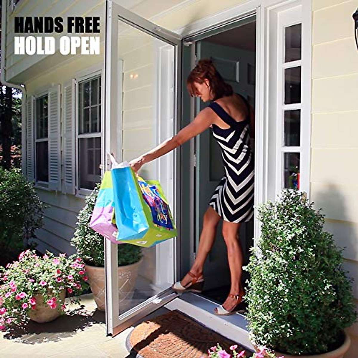 Touch 'n Hold Smooth Door Closer - Single Kit (Bronze) - Standard-Duty Door Closer with Touch-Button Hold Open Feature & Smooth Closing Motion – for (Medium & Lightweight) Storm, Screen Doors.