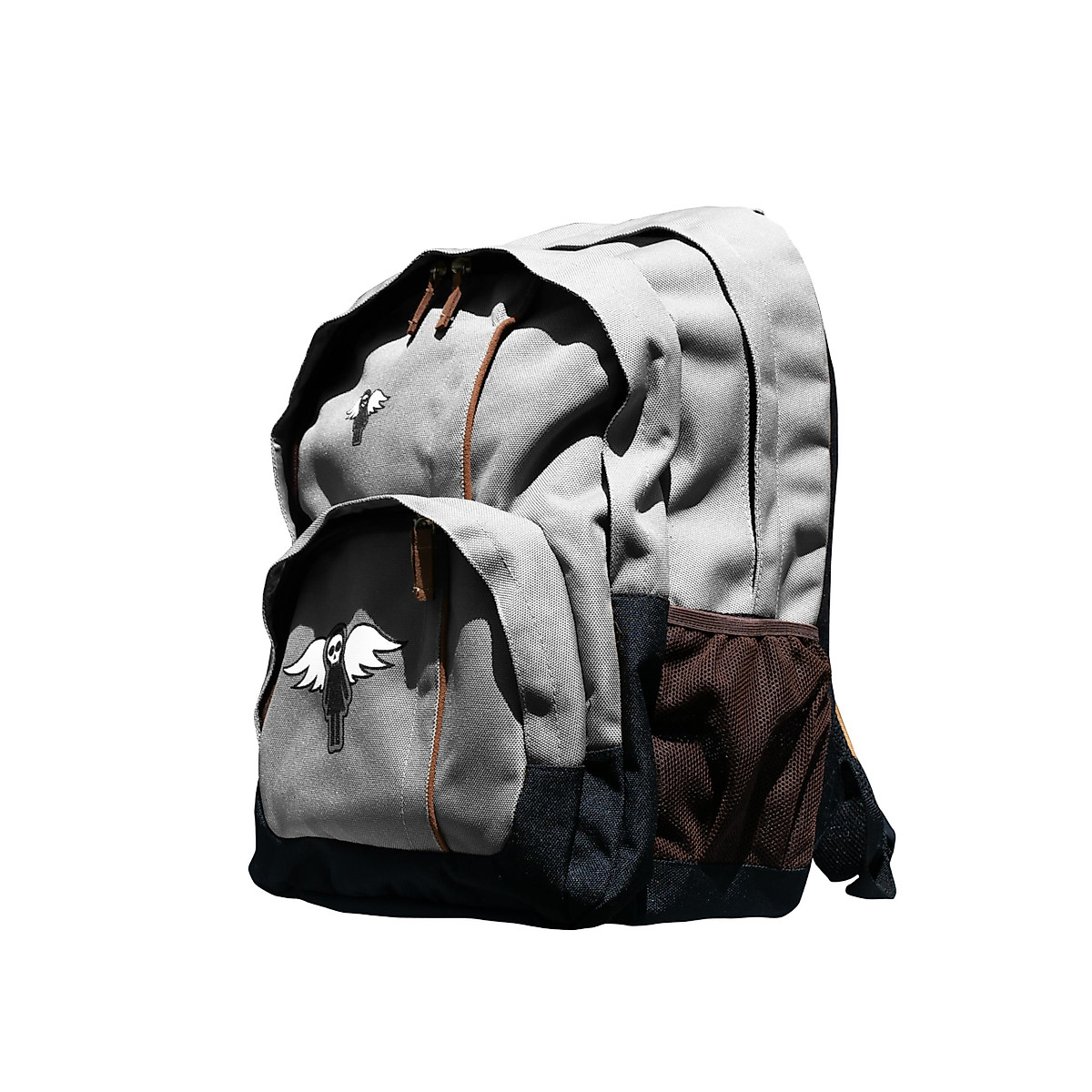 Retro Punk-Style Canvas Backpack (Grey w/Angel Decal)