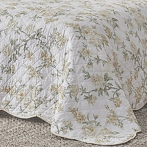 Nostalgia Home Juliette Yellow Floral King Bedspread, White