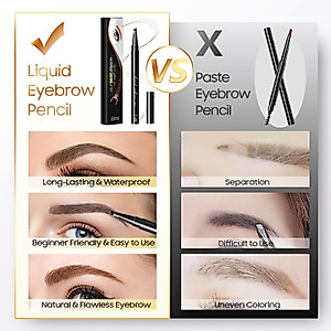 Eyebrow Pencil, Long-Lasting Waterproof Eyebrow Microblading Pen with Micro 4 Point Brow Pen Lift and Snatch, Suitable for Eye Makeup (Dark Brown)