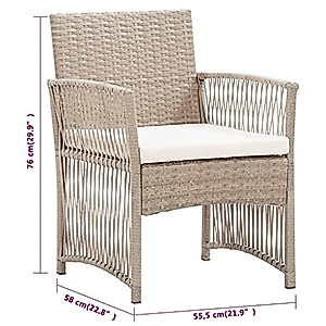 DGZLIIO Outdoor Dining Armchair, Garden Chairs, Patio Armchairs with Cushions 2 pcs Beige Poly Rattan Suitable for Terrace Garden Backyard Lawn Pool Water Surface.