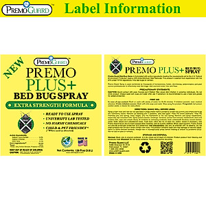 Premo Plus+ Bed Bug Spray Extra Strength – 128 oz – Fast Acting Bed Bug Treatment & Killer – Stain & Scent Free – Child & Pet Safe – Powerful New Stronger Formula – Natural with No Harmful Chemicals