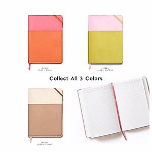 DesignWorks Ink Vegan Leather Journal with Wrap-Around Pocket and 192 Lined Pages, 6" x 8.5", Ivory + Oat Milk