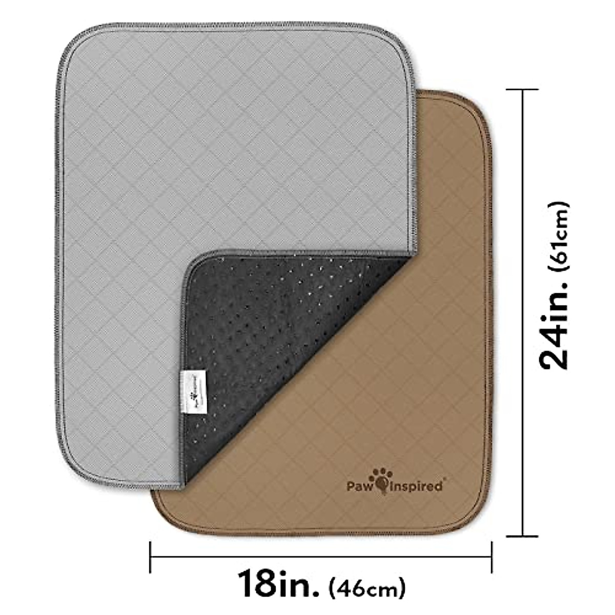 Paw Inspired Washable Pee Pads for Dogs | Reusable Puppy Pads | Waterproof Whelping Pads | Washable Training Pet Pads, Washable Potty Pads Extra Large Sizes (Classic, 24x18 (2 Pack))