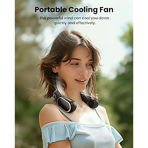 SLENPET Neck Fan, Rechargeable Personal Fan Portable, Hands Free wearable Battery Operated Fan 5 Speeds, USB Neck Cooling Fan for Indoor Outdoor, Adjustable Width Fit, Digital Display, 4-12 Hours