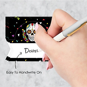 Big Dot of Happiness Day of the Dead - Halloween Sugar Skull Party Tent Buffet Card - Table Setting Name Place Cards - Set of 24
