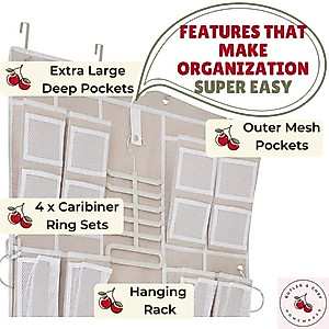 BC BUTLER & CHEF Over Door Shoe Organizer Extra Large With 51 Pockets - With Hanging Rack Rings & Storage Accessories - For Behind Back of Door or Closet, Strong 800D Fabric, Wall Mountable, Holder