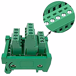 Jienk 2 in 4 Out Terminal Blocks Module, 25A DIN Rail Mounting Terminal Block Power Distribution Breakout Board for PLC Servo Power Amplifier
