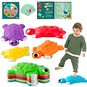 JOYIN Turtle Balance Stepping Stones, 6 Pcs Kids Turtle Jumping Stones Steps Stones Up to 265 Ibs, Toddler Obstacle Course Coordination Game Toys for Ages 3 Years and UP Indoor or Outdoor Play