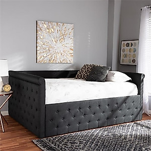 Baxton Studio Amaya Modern and Contemporary Grey Fabric Upholstered Queen Size Daybed