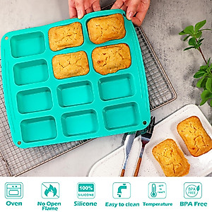 Webake Brownie Pan Silicone Mini Loaf Pan, Rectangular Bar Mold For Cornbread, Soap, Candy, Bread Baking, Butter, Granola Snacks, Keto Fat Bomb and Energy Bar(LFGB Standard)