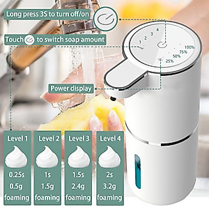 Automatic Soap Dispenser – Touchless Foaming Soap Dispenser 400ml USB Rechargeable Dispenser Electric Wall Mounted 4levels Adjustable Foam Soap Dispenser Pump for Bathroom Kitchen Dish Soap