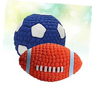 balacoo Sports Ball Dog Toys 2-Pack Squeaky Chew Balls Sound Rugby Soccer for Pet Play Chewing