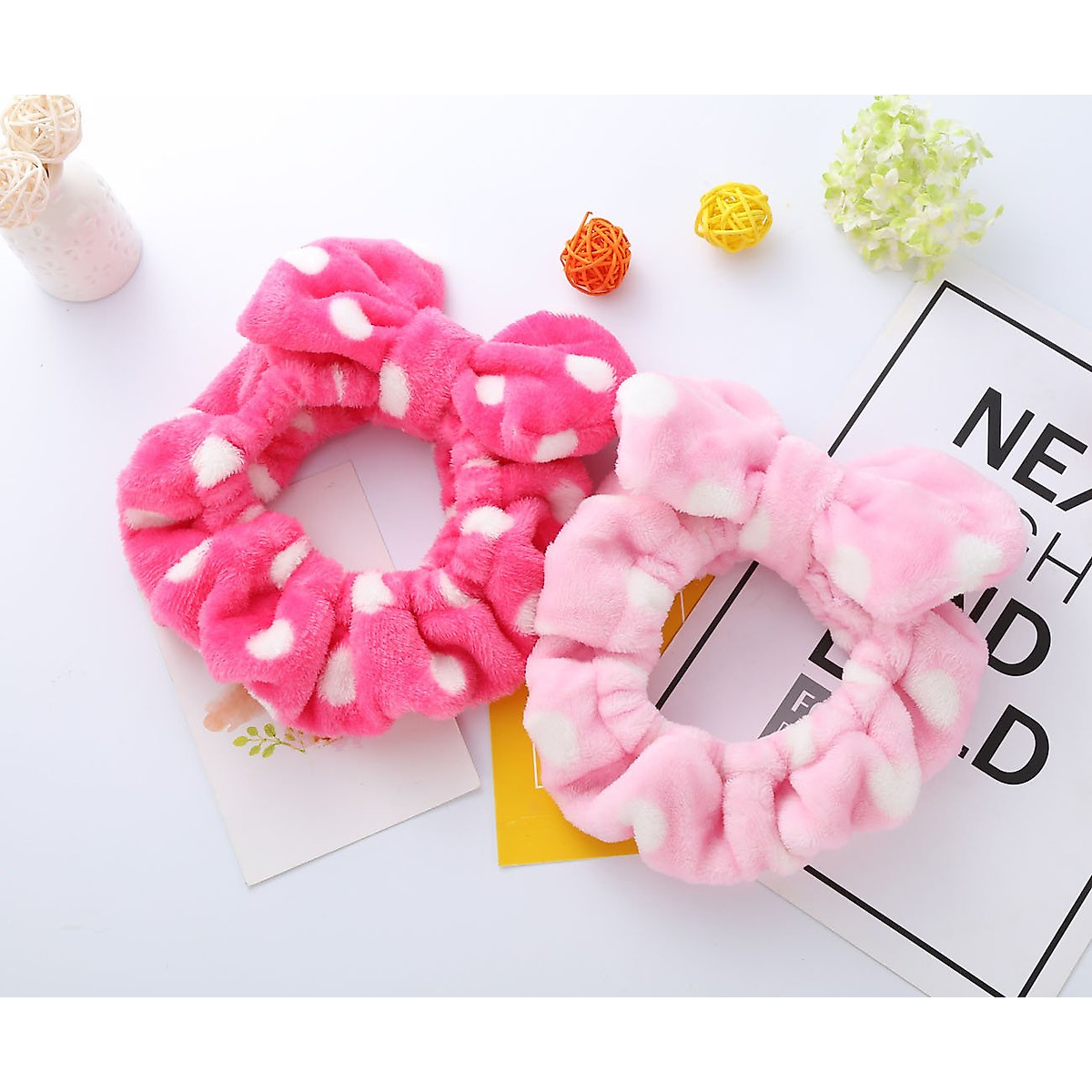 Hairizone Cosmetics Headbands for Washing Face Shower Spa, Soft and Cute Big Bowknot Hair Bands for Women and Girls (Roseo/Pink)