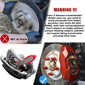 Brake Caliper Press Tool and 4PCS Hangers 360 Degree Swing Ratchet Expander Wrench Car Wheel Piston Spreader for Single Twin Quad Sextuplet Piston Disc Brake Caliper