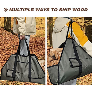 Large Firewood Log Carrier, Canvas Log Carrier Bag Tote, Sturdy Fireplace Wood Stove Accessories, Perfect for Carrying Wood at Indoor or Outdoor, Camping Storage Basket with Handles
