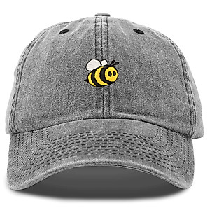 DALIX Bumble Bee Baseball Cap Dad Hat Embroidered Womens Girls in Black Vintage