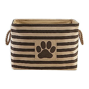 Bone Dry Pet Storage Collection Striped Paw Patch Bin, Medium Rectangle, Brown