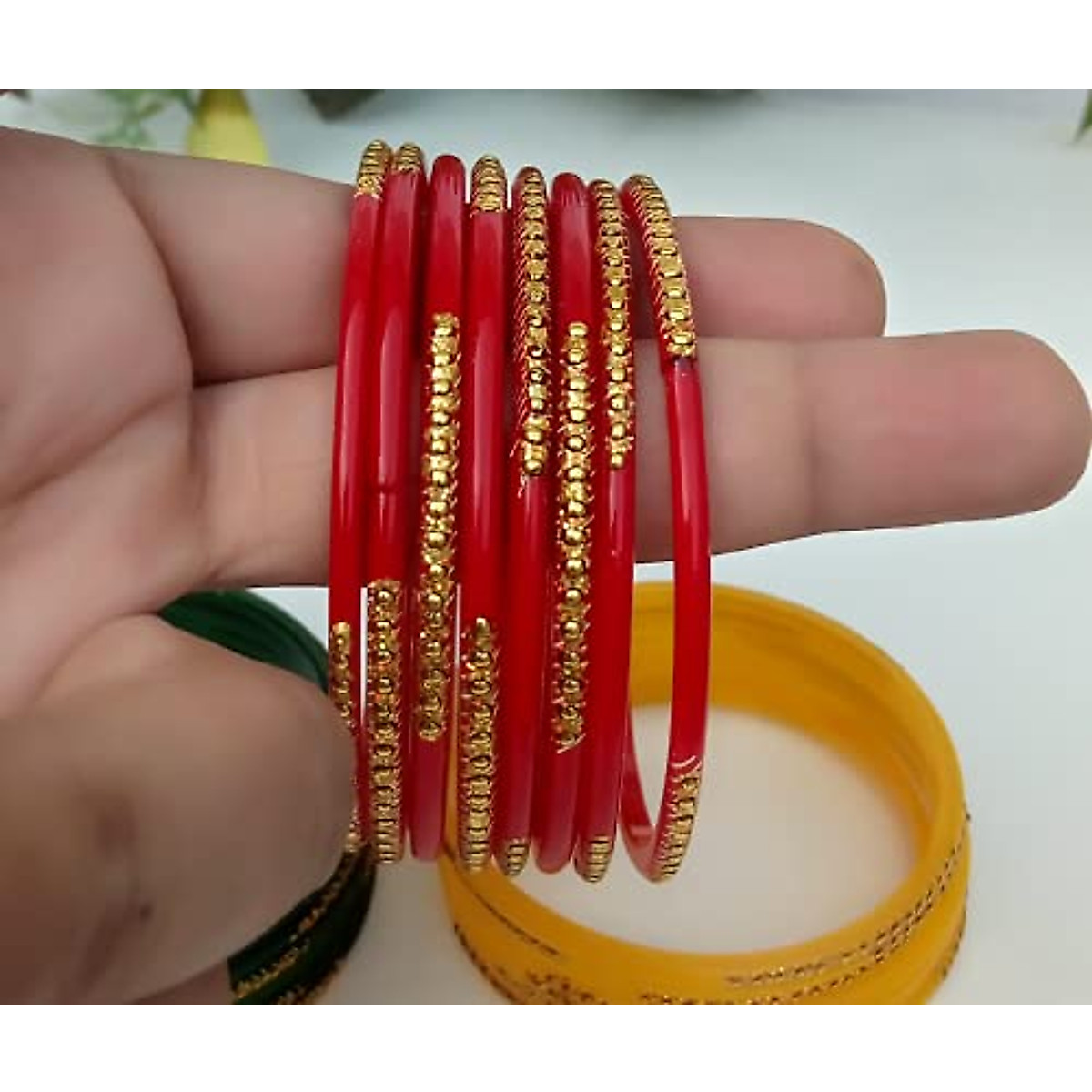 Laal Amrood Glass Bangles For Women & Girls Indian Jewelry Multi Color Chudi Set (24 Bangles)
