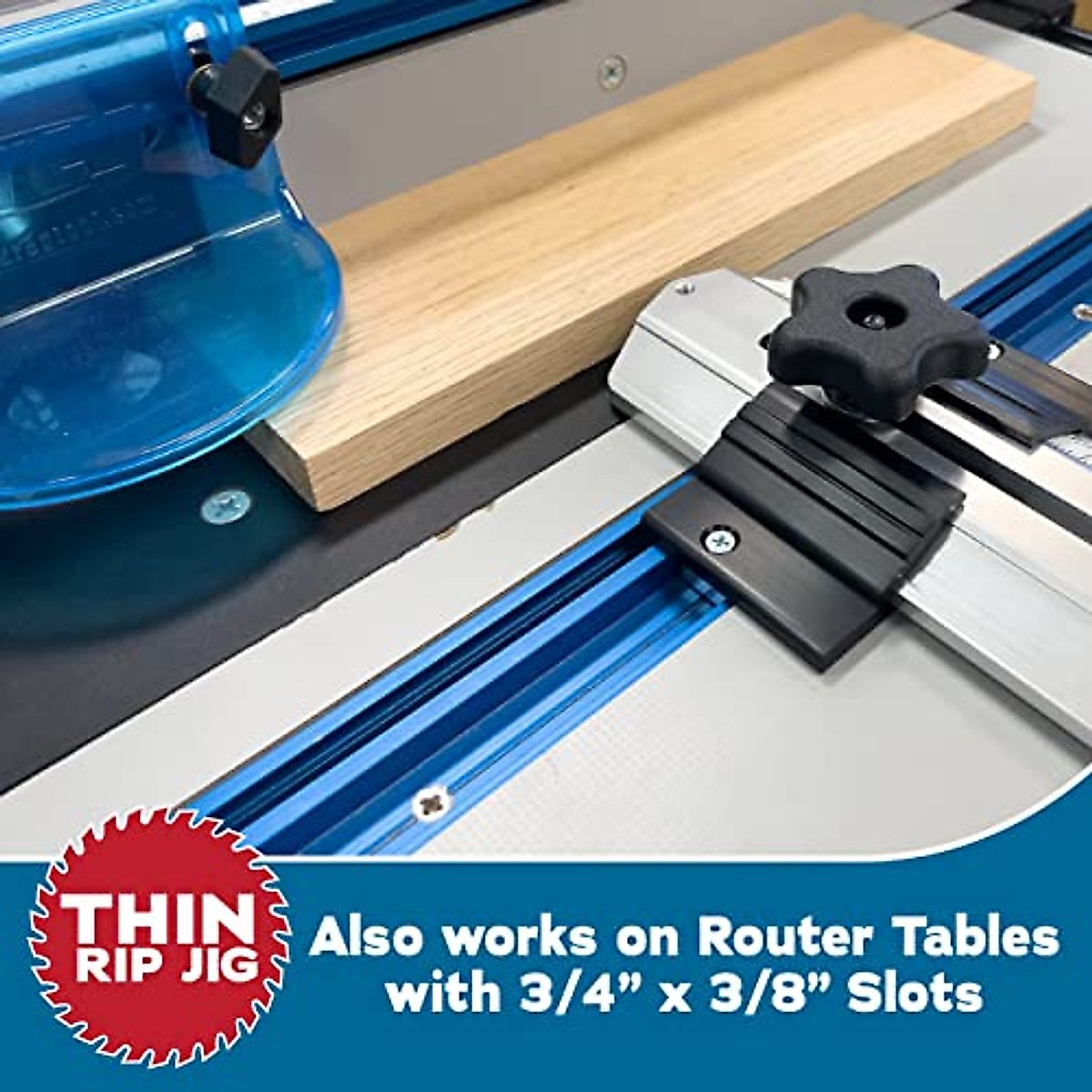 Thin Rip Jig Table Saw Jig for Making Repetitive Narrow Strip Cuts on Table Saws with 3/4" x 3/8" Miter Slots • Also Works with Many Router Tables and Band Saws