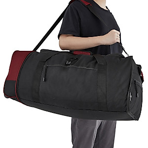 TPRC 32-Inch Collapsible Expandble Travel Rolling Duffel Bag, Black/Red