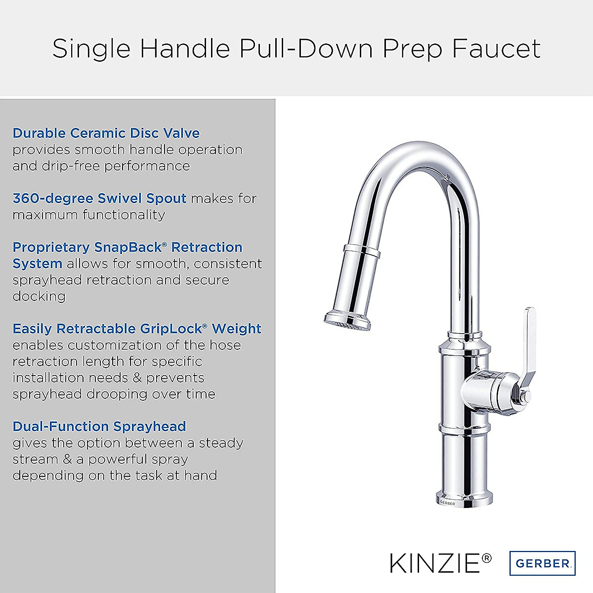 Gerber Plumbing Kinzie Kitchen Faucet with Pull Down Sprayer