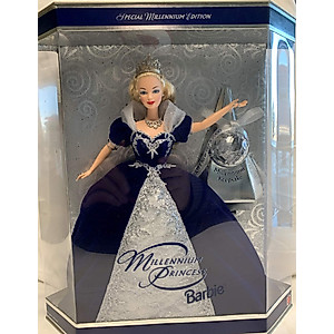 Holiday Barbie Special Edition Millennium Princess Mattel Year 1999 2000 with Swirl Background Inside Box