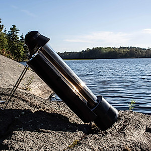 Solar Kettle Thermal Flask Survival Gear With Temperature Gauge (Black)