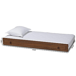 Baxton Studio Alya Classic Traditional Farmhouse Walnut Brown Finished Wood Twin Size Trundle