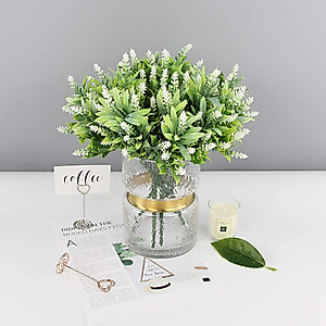 6Pcs Artificial Greenery Shrubs Fake Plants Outdoor UV Resistant Plants Faux Plastic Flocked Morning Glory Flowers for Crafts Outdoors Hanging Planter Home Kitchen Garden Patio Farmhouse Decor