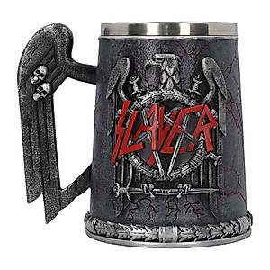 Nemesis Now B4128M8 Slayer Tankard Mug 14cm Black, Resin w/Stainless Steel Insert, Grey