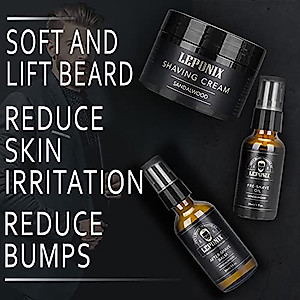 Shaving Kit for Men, Essential Kit Includes Sandalwood Shaving Cream, After Shave Lotion for Men and Pre Shave Oil Fights Nicks, Cuts and Razor Burn Shaving Gift Set for Him Men Dad Stocking Stuffers