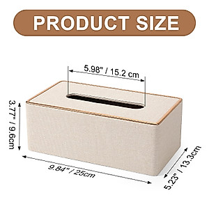 PU Leather Tissue Box Cover Holder - Rectangular Kleenex Box Covers for Home/Office/Car Decoration - 9.84"X5.23"X3.77" - Beige