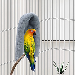 Cozy Bird Blanket Parrot Cage Snuggle Hut Warm Bird Nest House Bed Hanging Hammock for Parakeet Cockatiel Conure African Grey (Medium, Grey)