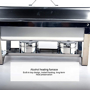 UZOURI Food Warmer, Chafing Dish 9L Stainless Steel Chafing Dish Set Buffet Catering Warmer Set, Rectangle Chafing Dish for Party