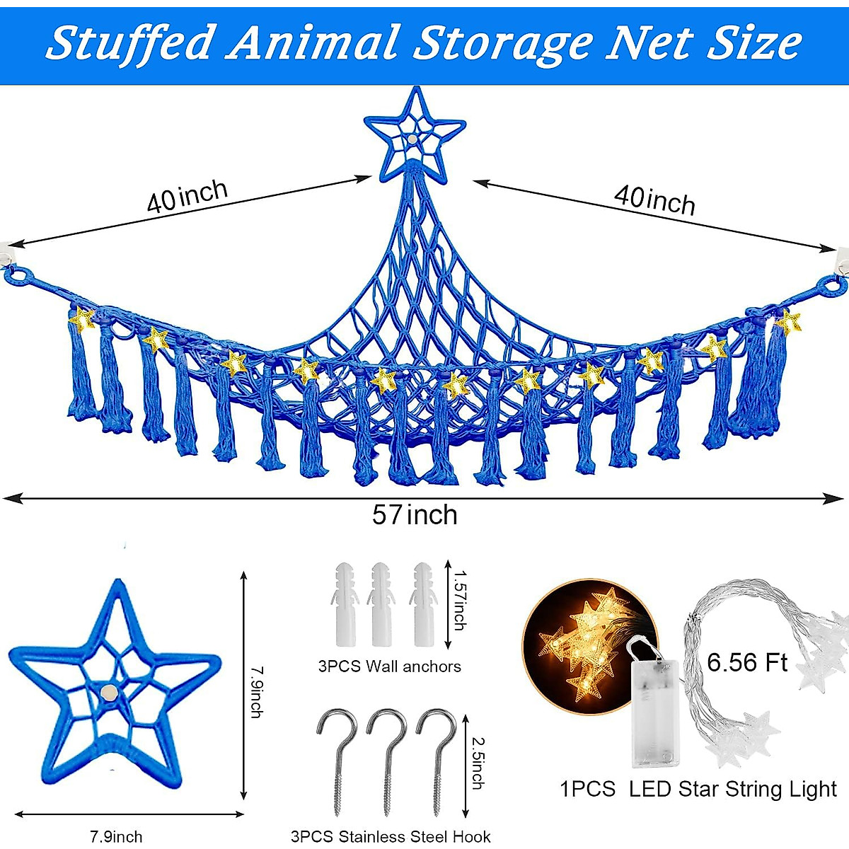 Stuffed Animal Net or Hammock, Macrame Stuffed Animal Hammock, Hanging Stuffed Animal Storage Boho Wall Corner Hammock Organizer, Toy Hammock for Nursery Play Room Kids Bedroom