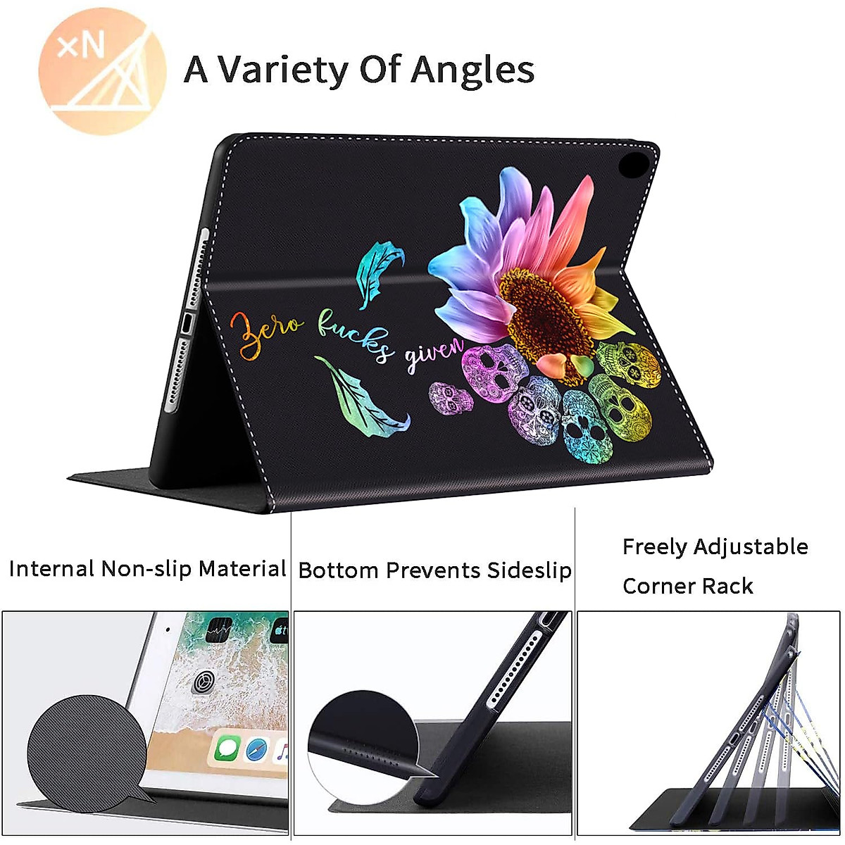 Case for iPad Pro 11 Inch 2022/2021/2020 (4th/3rd/2nd Generation),iPad Air 5th / 4th Generation 10.9 Inch (2022/2020) Case, Durable Shockproof Protective Cover，Sugar Skulls and Sunflowers