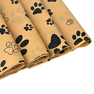 60 Sheets 20 x 20 Inch Brown Kraft Dog Paw Print Tissue Paper Puppy Paws Gift Wrap Tissue for Gift Bags Wrapping DIY Crafts