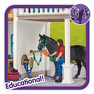 Schleich Horse Club 70-Piece Lakeside Country Dollhouse and Horse Stable Playset for Kids Ages 5-12