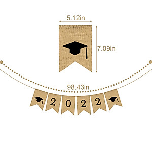 Rainlemon Jute Burlap 2022 Graduation Party Banner Classroom Decoration Photo Booth Backdrop