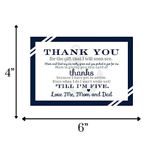 Paper Clever Party Nautical Baby Shower Thank You Postcards (15 Pack) Ahoy Boys Notecards Only - Eco-friendly – Postal Note with Message from Newborn – Anchor Navy and Grey – Printed Size 4x6