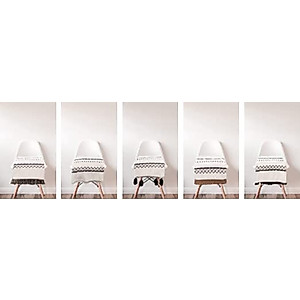 ANVI HOME Boho Throw Blanket Soft Warm Cozy Fuzzy Lightweight Decor Plush Blanket with Pompom for All Season for Dorm Room, Bed, Sofa, Couch, Chair, Gift, 50X60 Inch, Black White