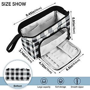 J JOYSAY White Black Plaid Pencil Case Large Capacity Pencil Pouch for Girls Boys Storage Pen Pouch Journaling Supplies for College Students