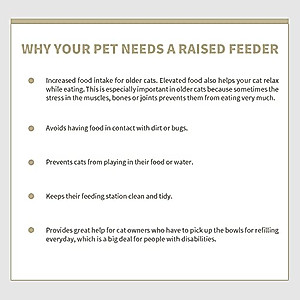 CEEFU Elevated Dog Bowl Cat Bowls with Stand, Adjustable Raised Pet Bowl Stand Feeder, Anti-Slip Metal Wire Stand with 2 Ceramic Bowls