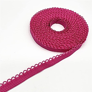 GARMEC 5yards 10mm Lace Elastic Ribbon Fold Over Spandex Elastic Band for Sewing Lace Trim Waist Band Garment Accessory (Color : Rose, Size : 5yards)
